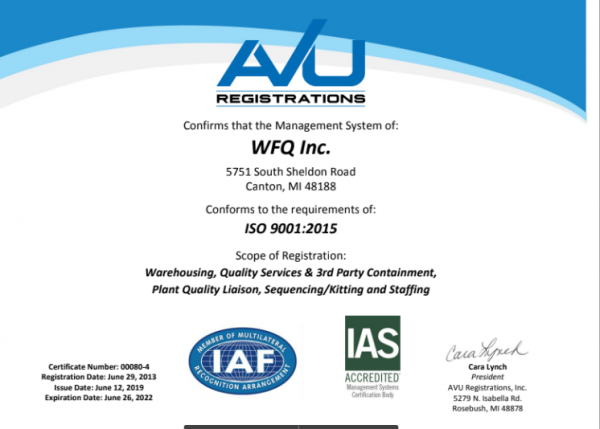WFQ Inc. Warehousing And Quality Services 734-548-8313 | WFQ Inc